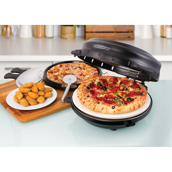Euro Cuisine Electric Rotating Countertop Pizza Oven with Lid & Reviews ...