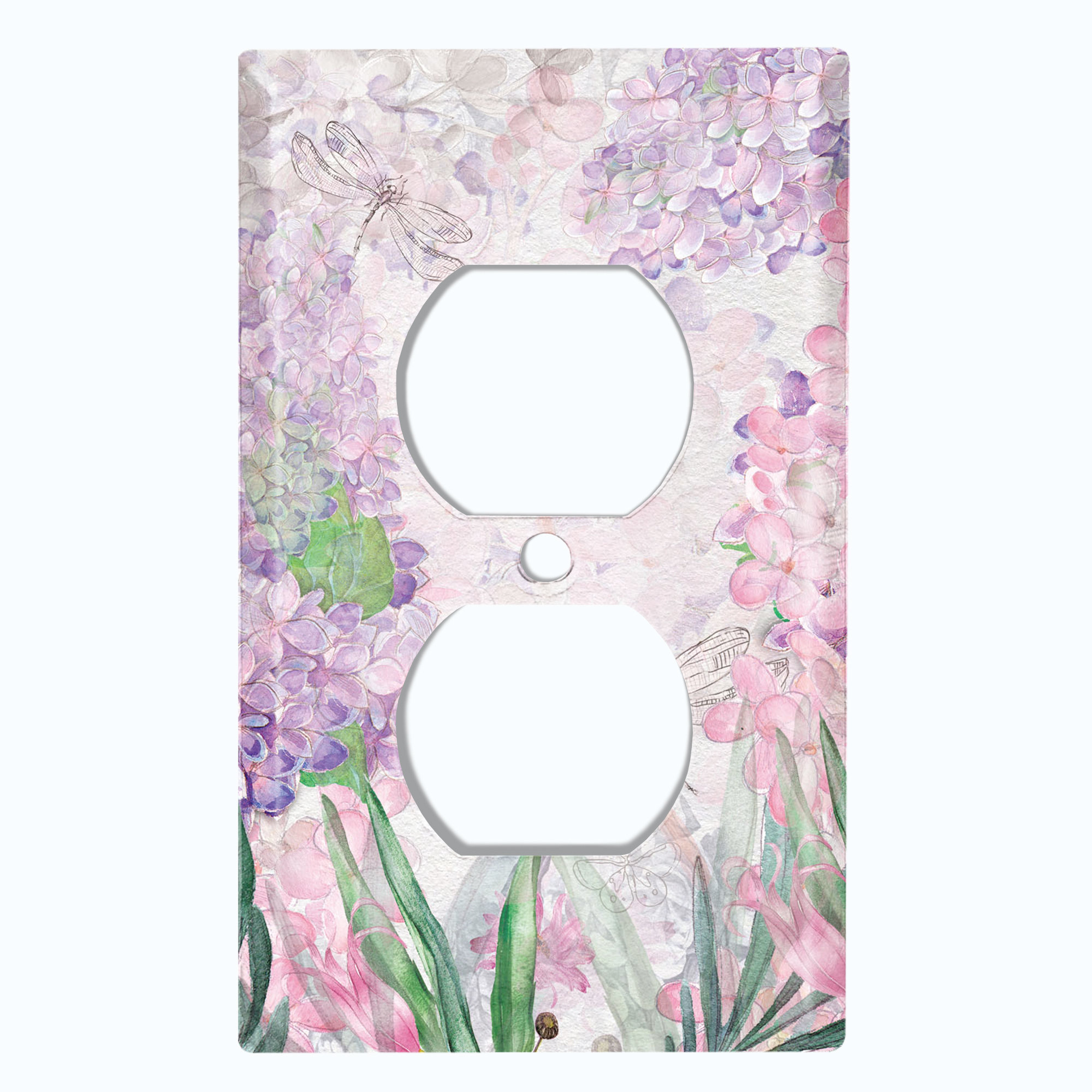 WorldAcc Lavender Flower Field Dragon Fly 1-Gang Duplex Outlet Wall ...