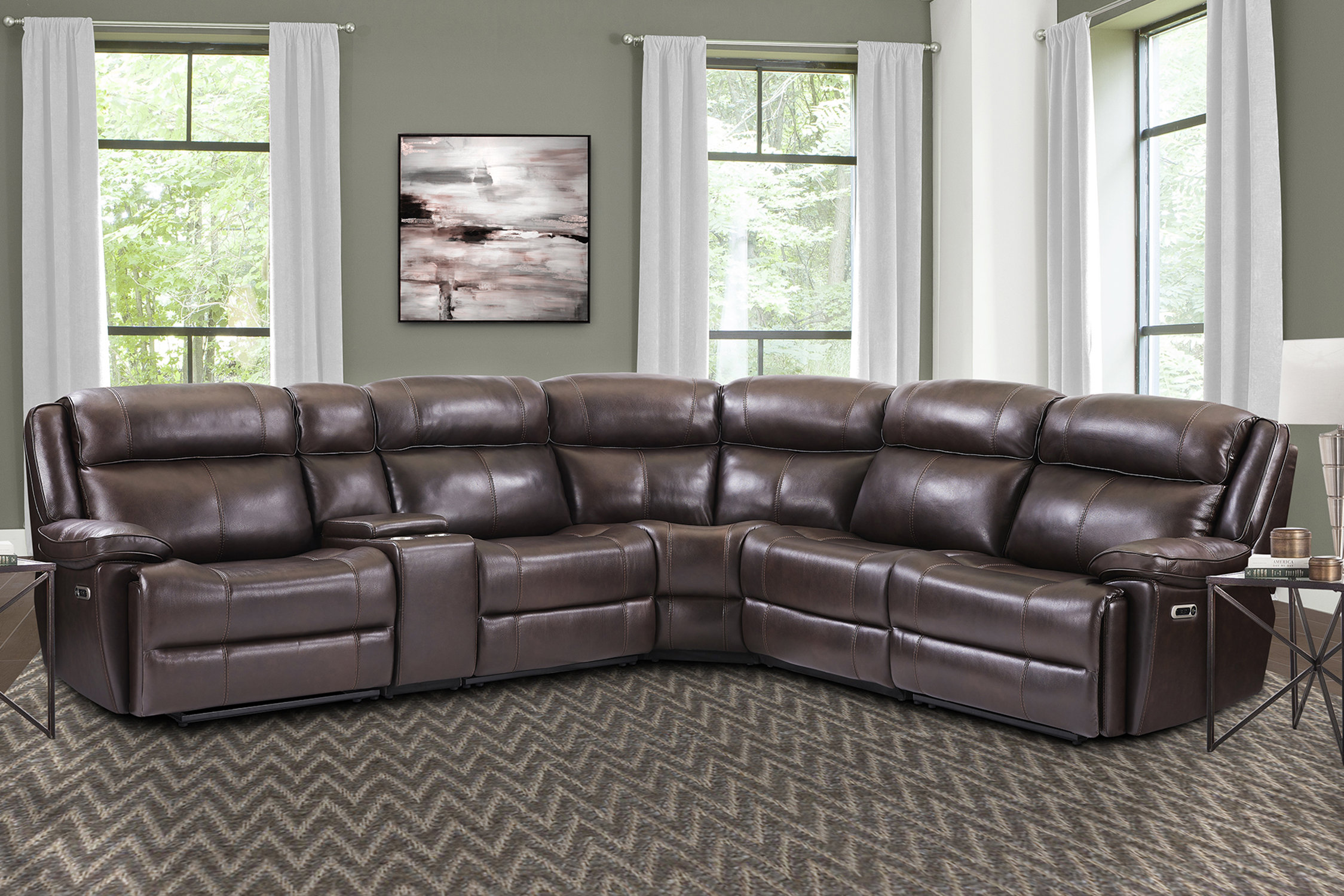 Parker house pegasus 6 piece modular sectional with 2 power recliners store