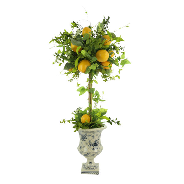 Freeport Park® 33'' Faux Lemon Topiary in Ceramic Urn | Wayfair