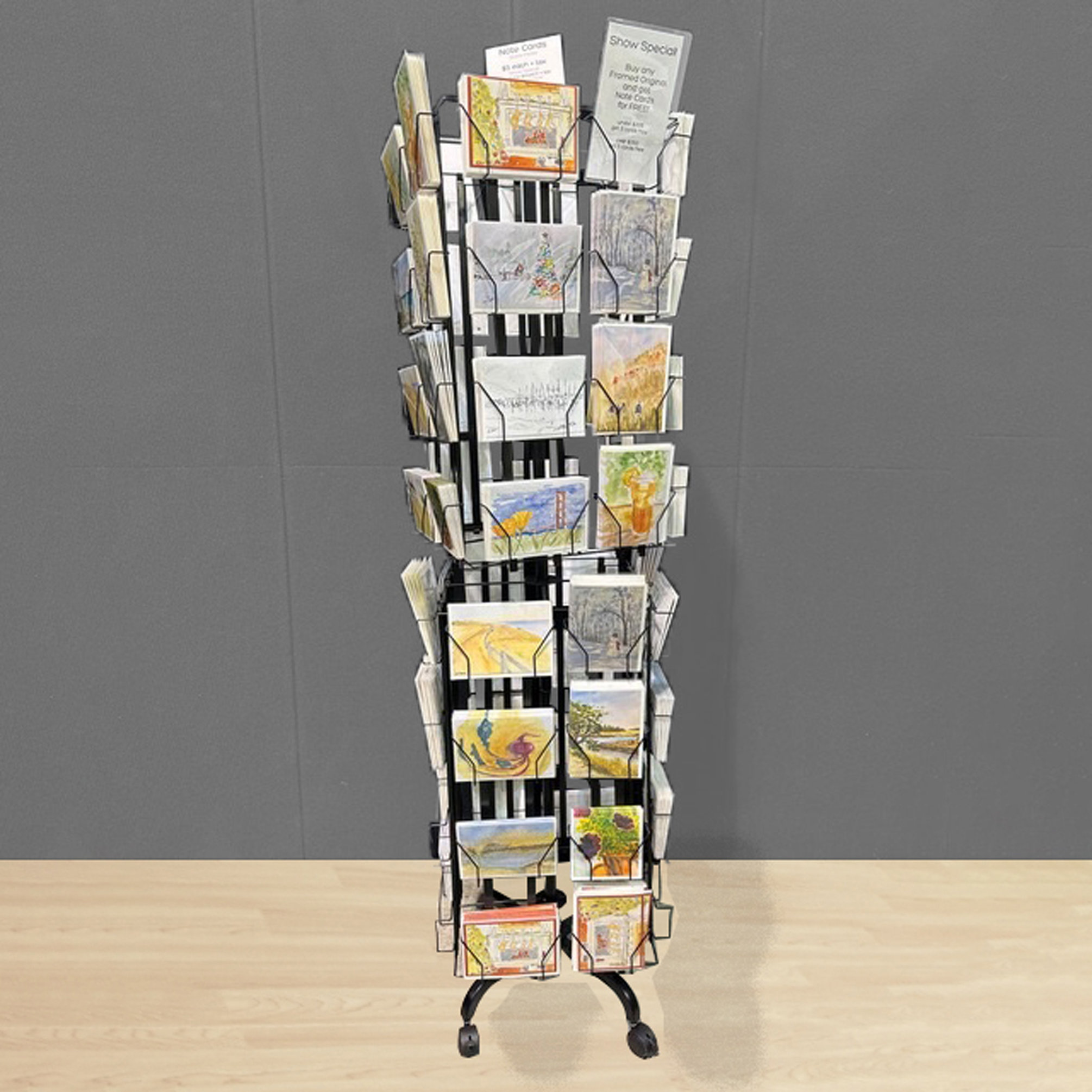 FixtureDisplays 64 Adjustable Pockets Display Rack Double Tier Greeting ...