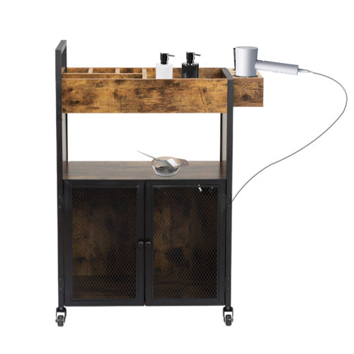 Millwood Pines Lemoore Wooden Salon Beauty Styling Station with Outlets ...