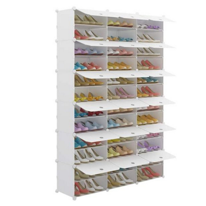 Rebrilliant 12-Tier Portable 72 Pair Shoe Rack Organizer 36 Grids Tower ...