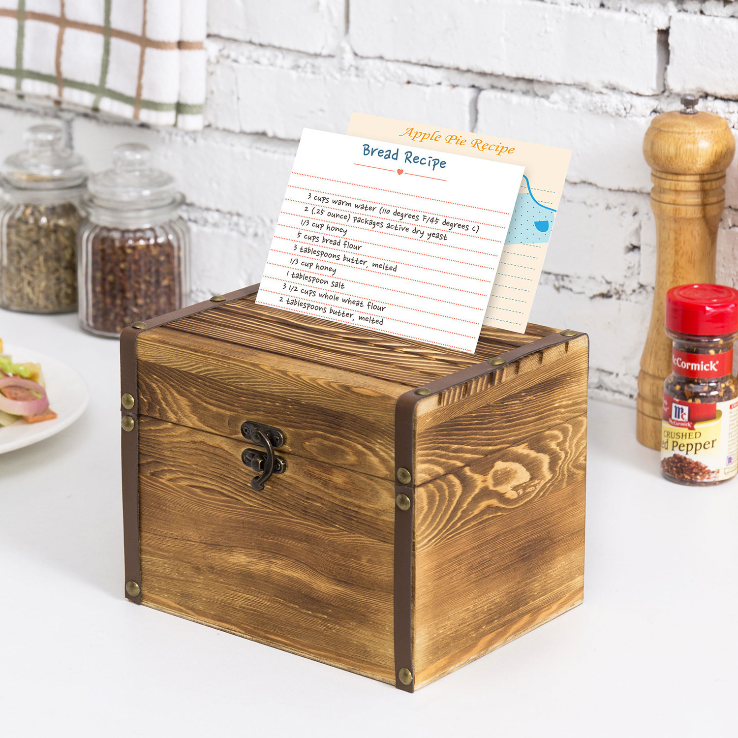 Loon Peak® Solid Wood Recipe Card Box | Wayfair