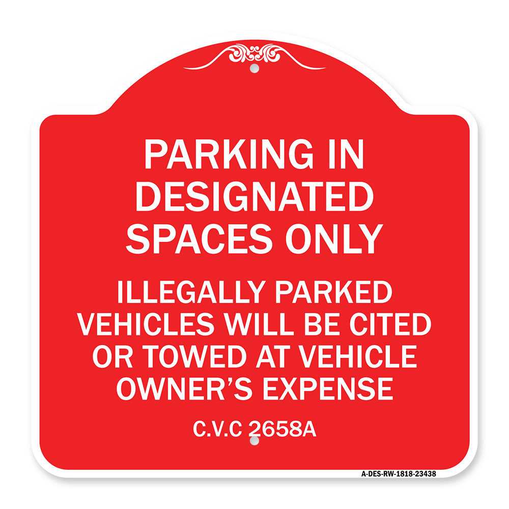 Signmission Designer Series Sign - Parking In Designated Spaces Only ...