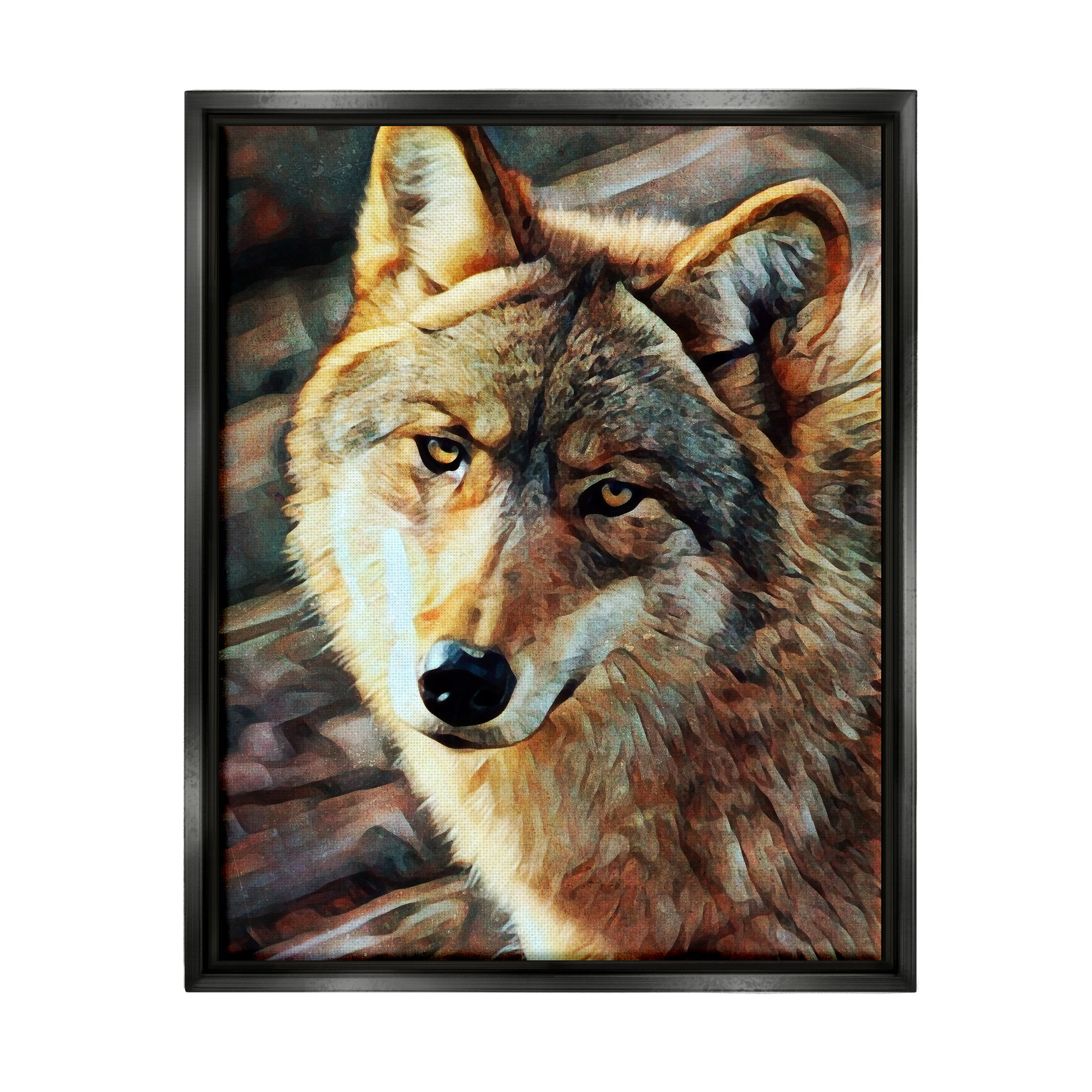 Stupell Industries Wolf Gazing Wildlife Animal Portrait by Ashley ...