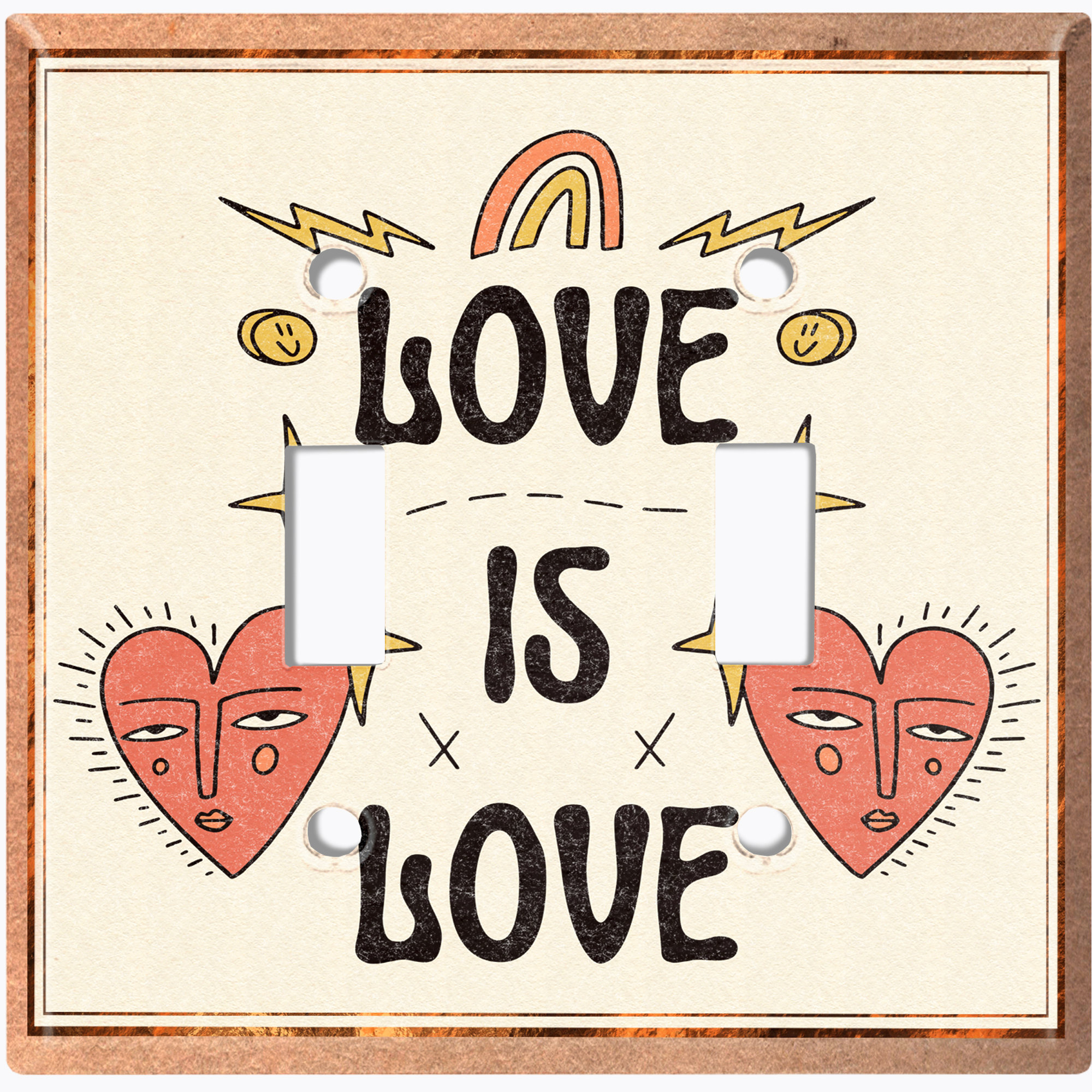 WorldAcc Cute Love is Love Hearts Rainbow 2-Gang Toggle Light Switch ...