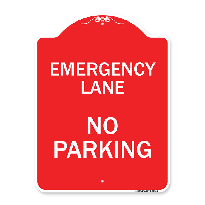Signmission Designer Series Sign - Emergency Lane, No Parking Sign ...