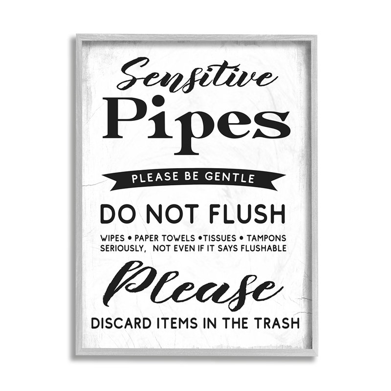Red Barrel Studio® Sensitive Toilet Pipes Sign Flushing Restrictions by ...
