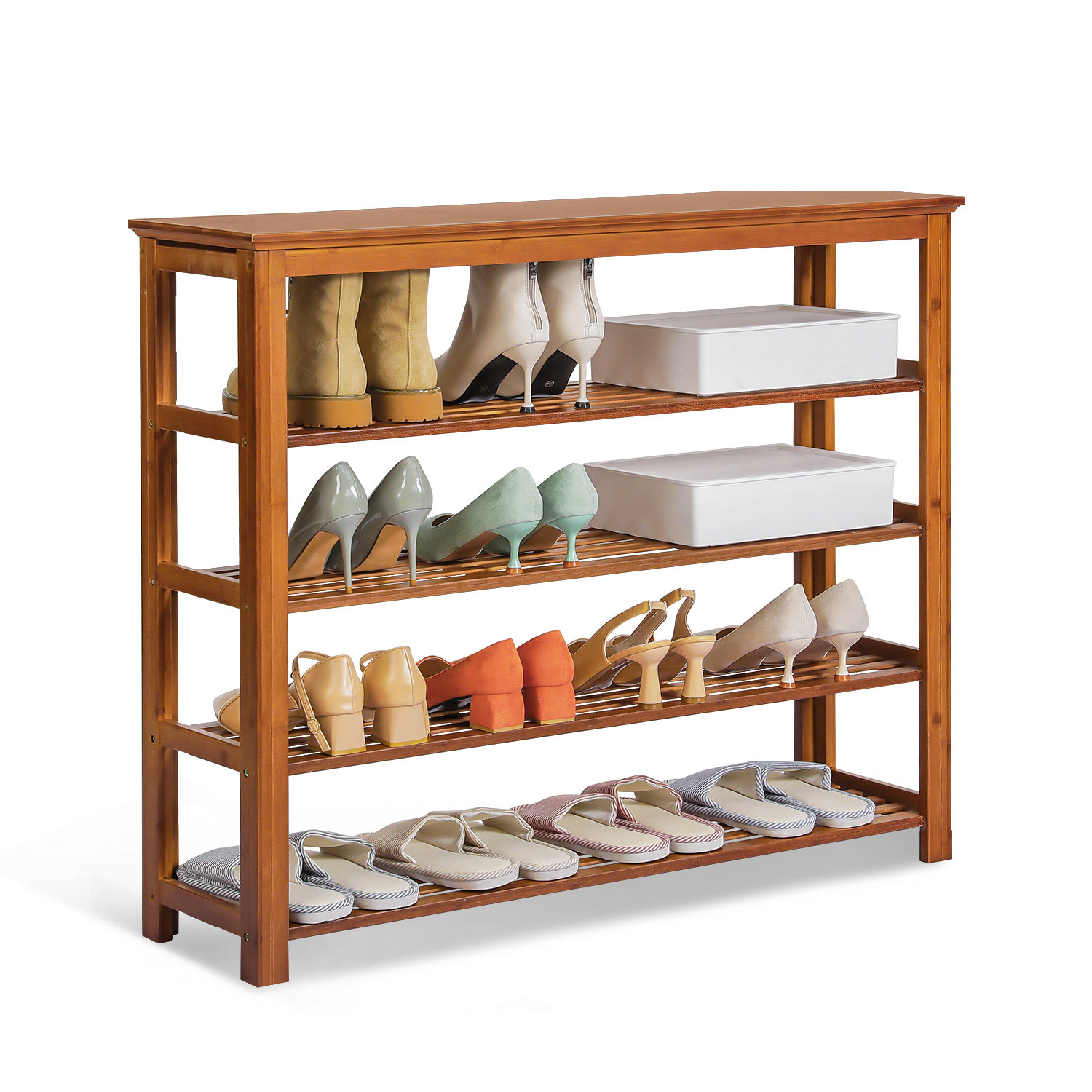 MoNiBloom 5 Tiers Modern Bamboo Shoe Rack, Organizer Storage Free ...
