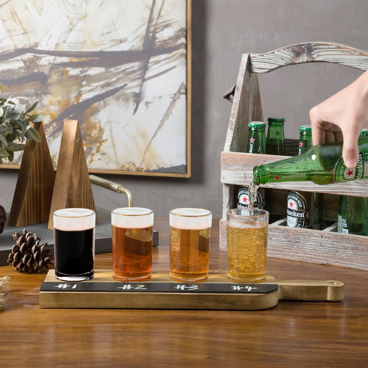 Gracie Oaks Adriyel 4 Glass Paddle Tray Beer Flight Set | Wayfair