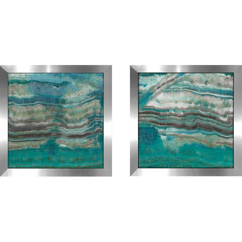 Mercer41 'Azure I' 2 Piece Framed Acrylic Painting Print Set | Wayfair