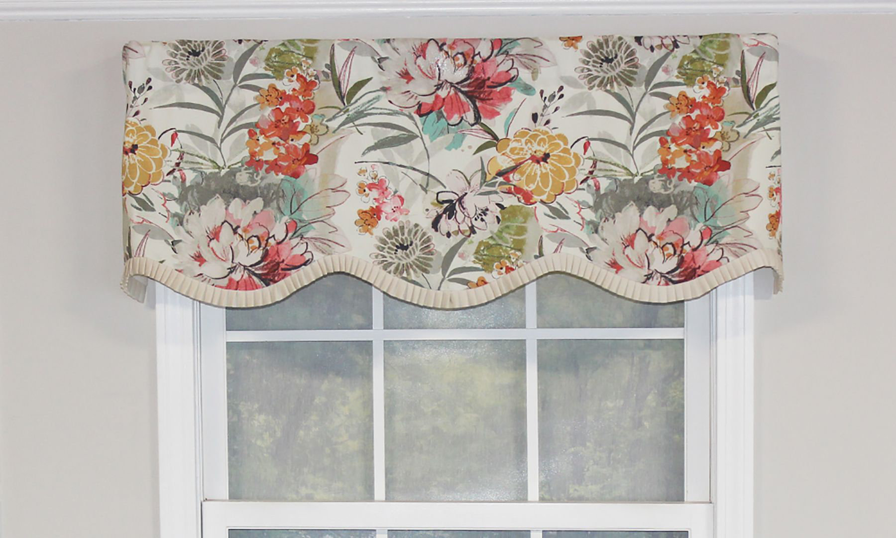 RLF Home Floral Cotton Ruffled 50'' Window Valance in Yellow/Green ...