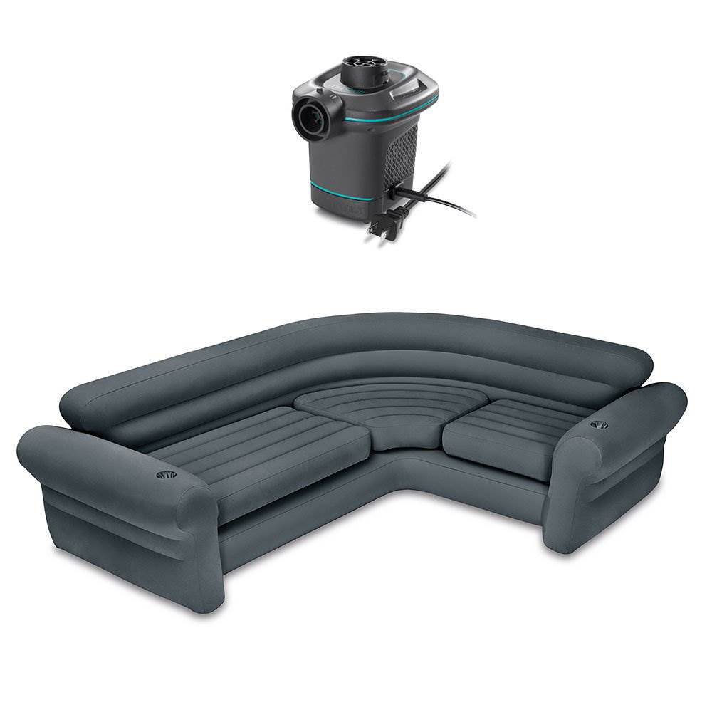Intex Inflatable Corner Sectional Sofa w/ 120V Quick Fill AC Electric ...