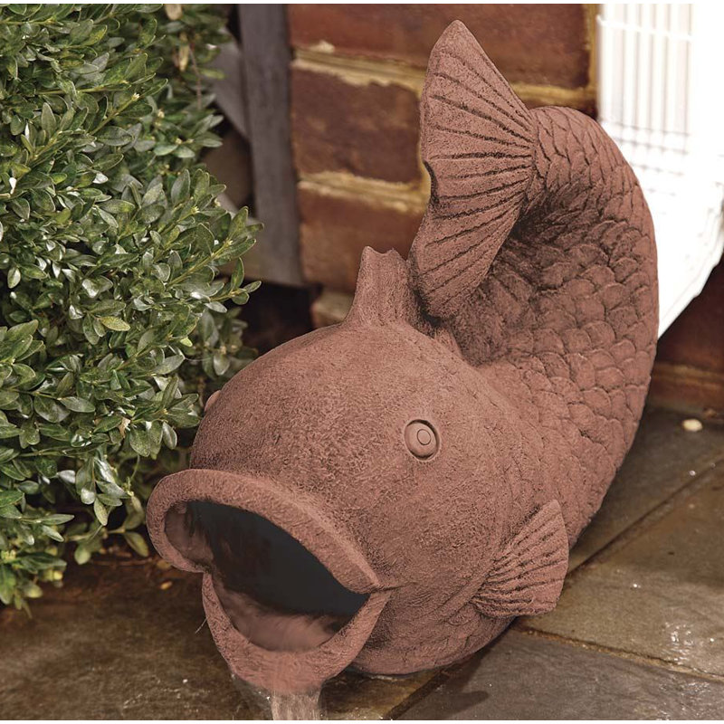 Wind & Weather Terra Cotta Fish Downspout Statue & Reviews | Wayfair