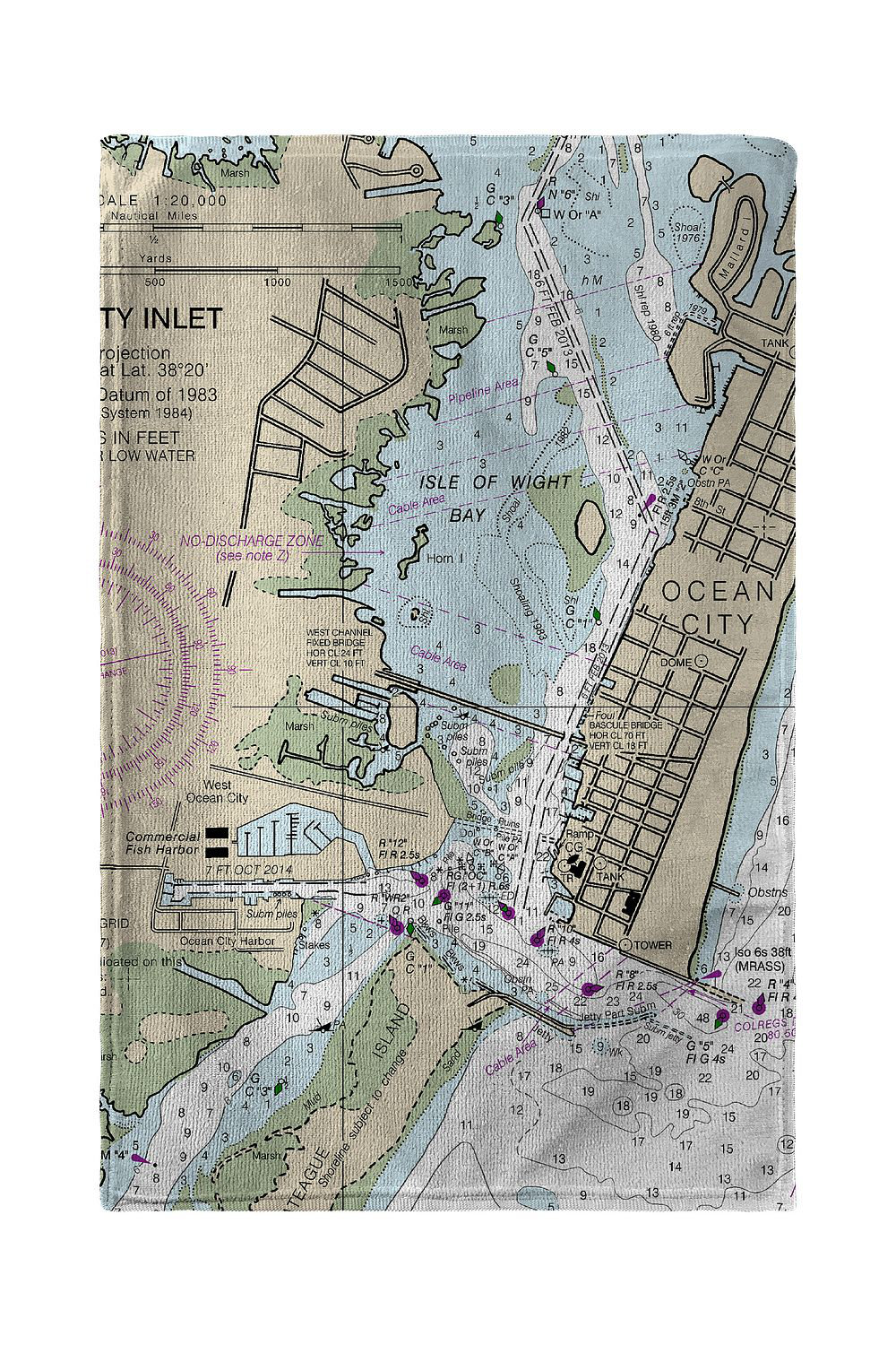 Breakwater Bay Ocean City Inlet, VA Nautical Map Tea Towel | Wayfair