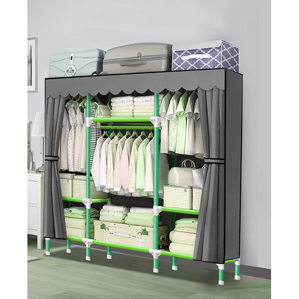 Symple Stuff Portable Closet 57 Inch Wardrobe Closet Clothes Organizer ...