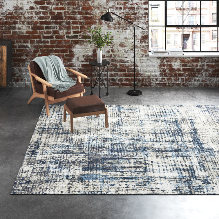 Steelside™ Gosling Abstract Navy Area Rug | Wayfair