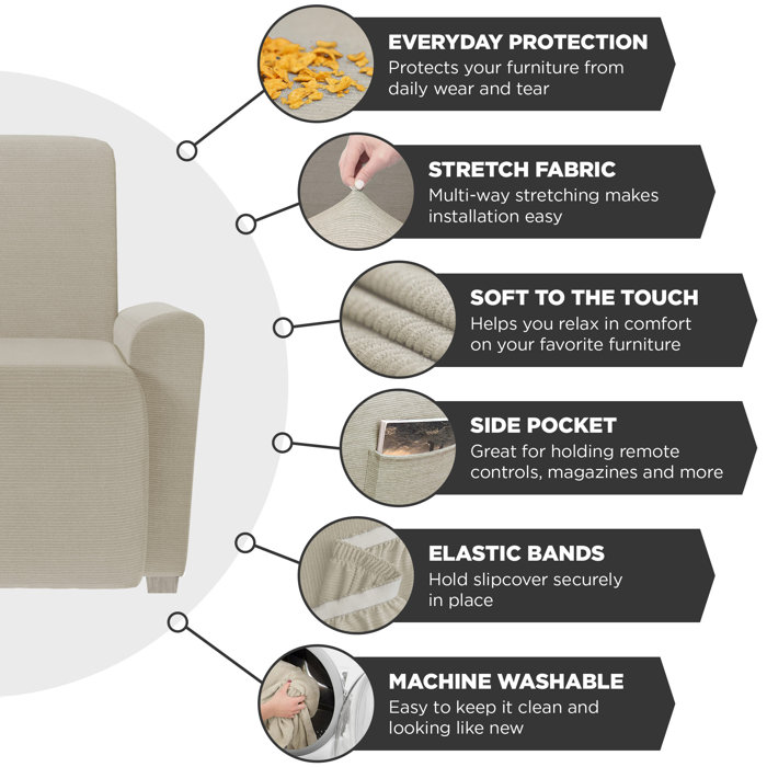 Eider & Ivory™ Box Cushion Recliner Slipcover | Wayfair
