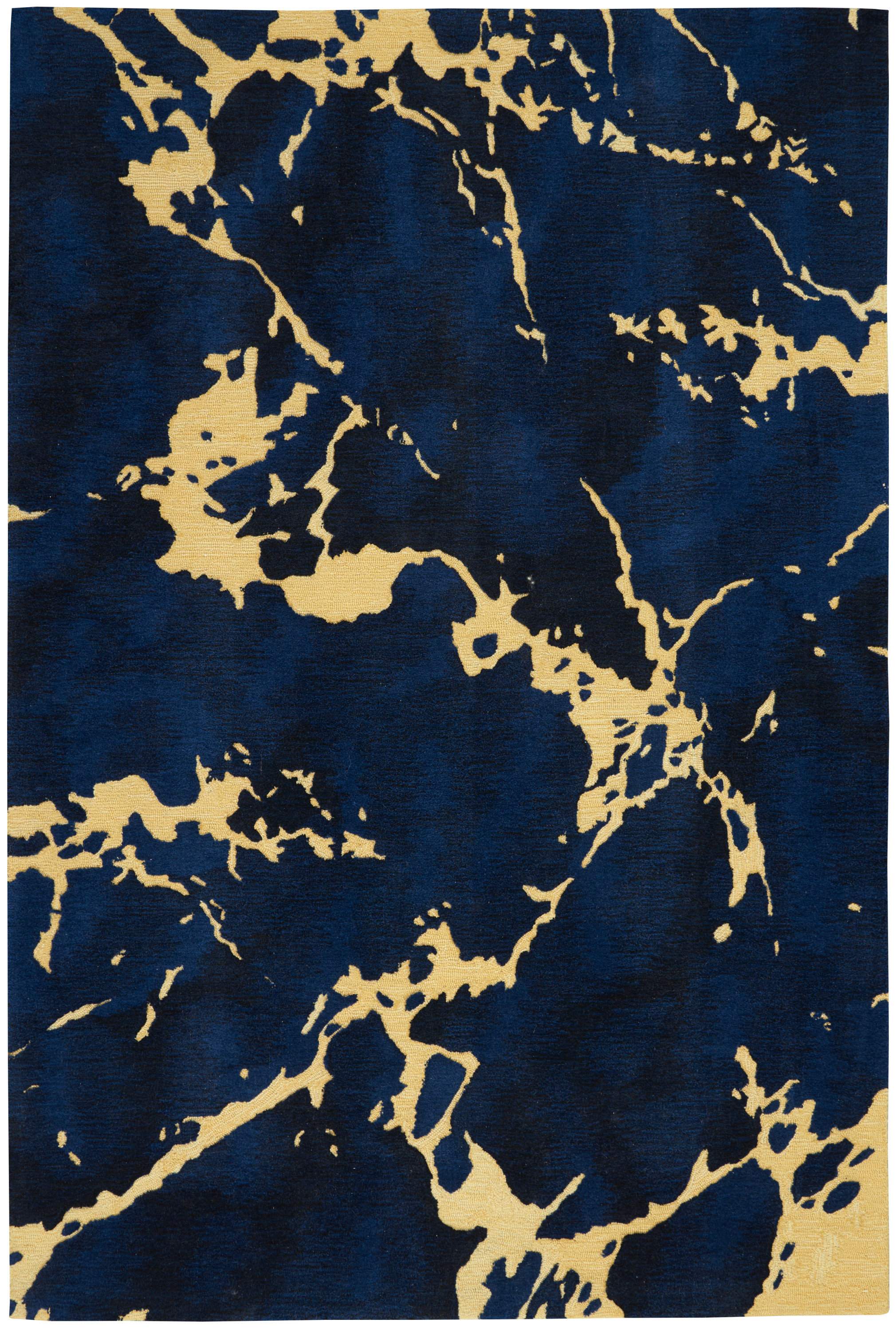 Ivy Bronx Lavonne Abstract Handmade Tufted Area Rug in Navy Blue/Yellow ...