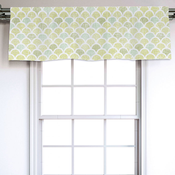 East Urban Home Sateen Ruffled 54'' Window Valance in Olive Green/Pale ...