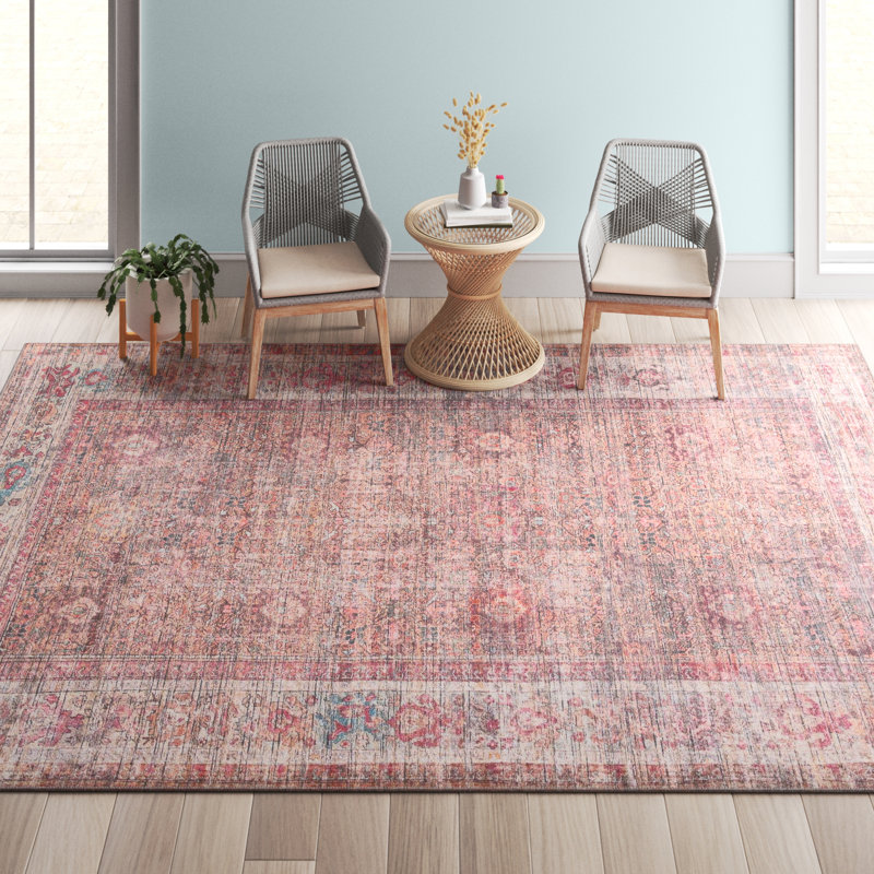 Mistana™ Engen Power Loom Chenille Rust Red/Brown Machine Washable Rug ...