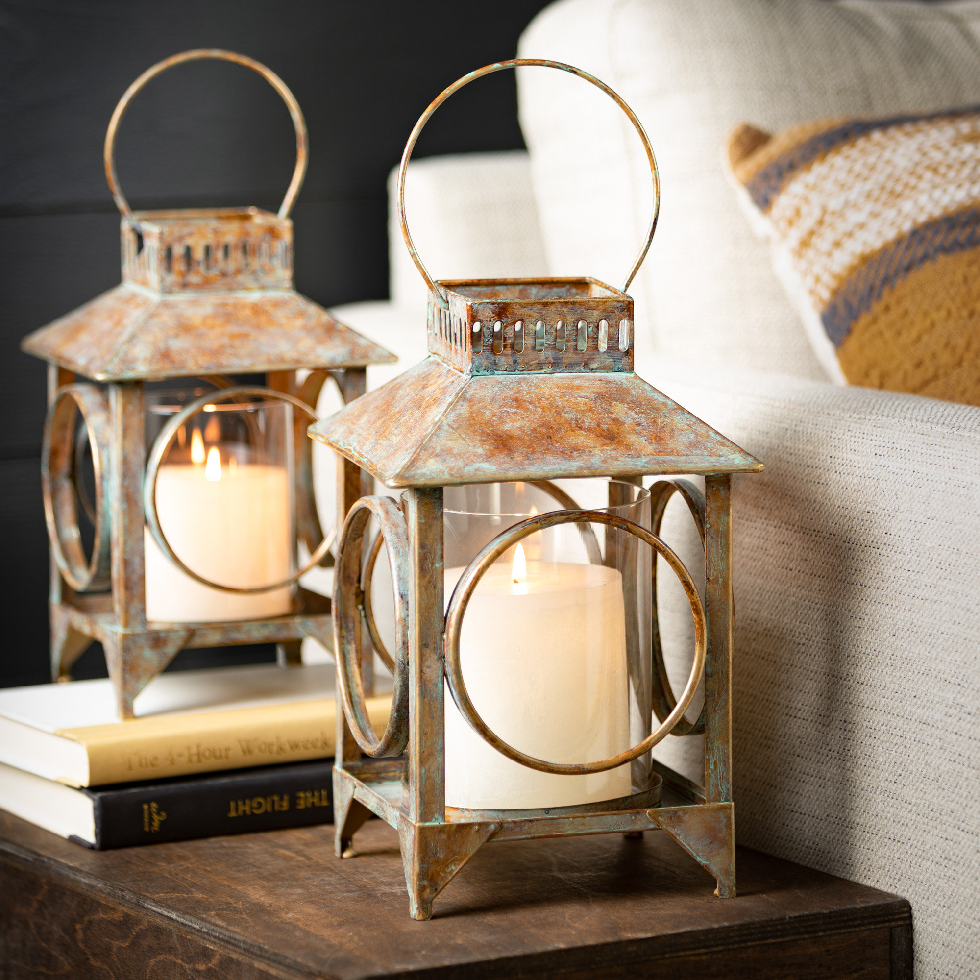 Williston Forge 2 Piece Metal Tabletop Lantern Set | Wayfair