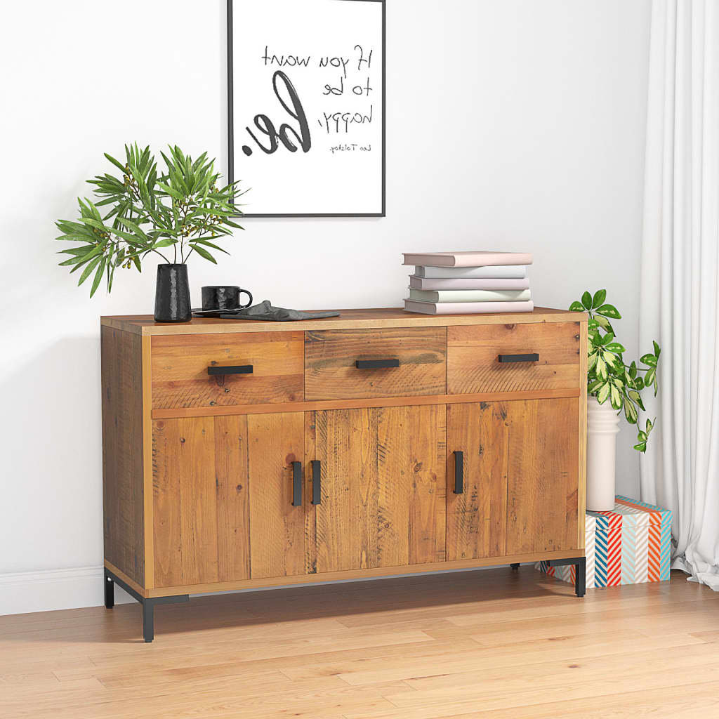 Union Rustic Johnas 43.3'' Wide 3 Drawer Pine Solid Wood Sideboard ...