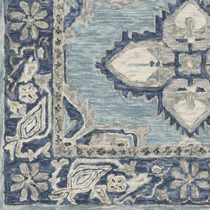 Mistana™ Teen Gracie Handmade Wool Teal/Navy Rug & Reviews | Wayfair