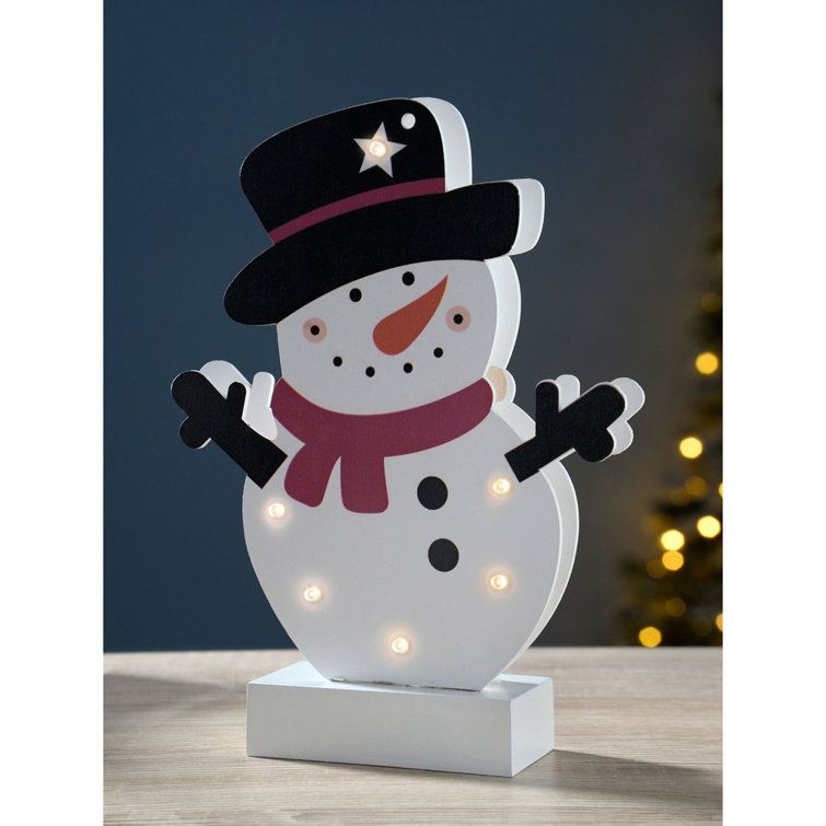 The Seasonal Aisle Pre-Lit Colourful Wood Tabletop Snowman & Reviews ...
