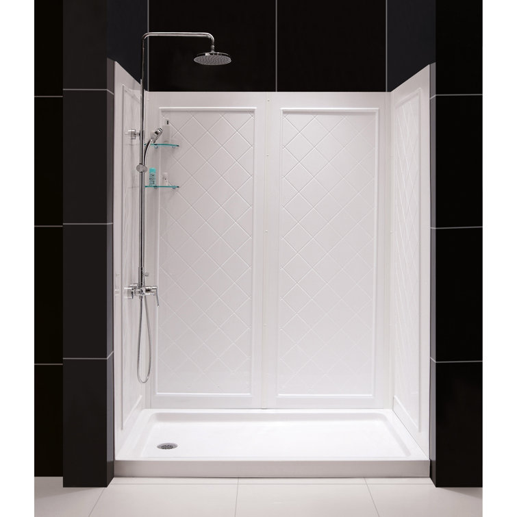 DreamLine Qwall 60" W x 76.75" H Framed Rectangle Shower Stall and Base ...