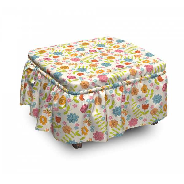 East Urban Home Cheerful Spring Ottoman Slipcover | Wayfair