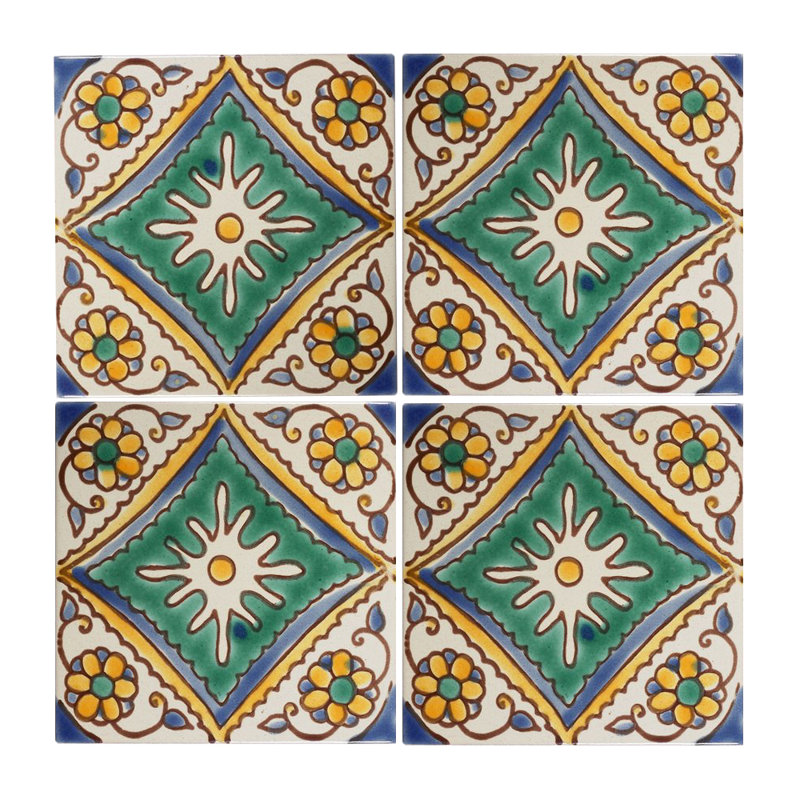 Casablanca Market Mediterranean 4" x 4" Ceramic Palma Decorative Tile ...