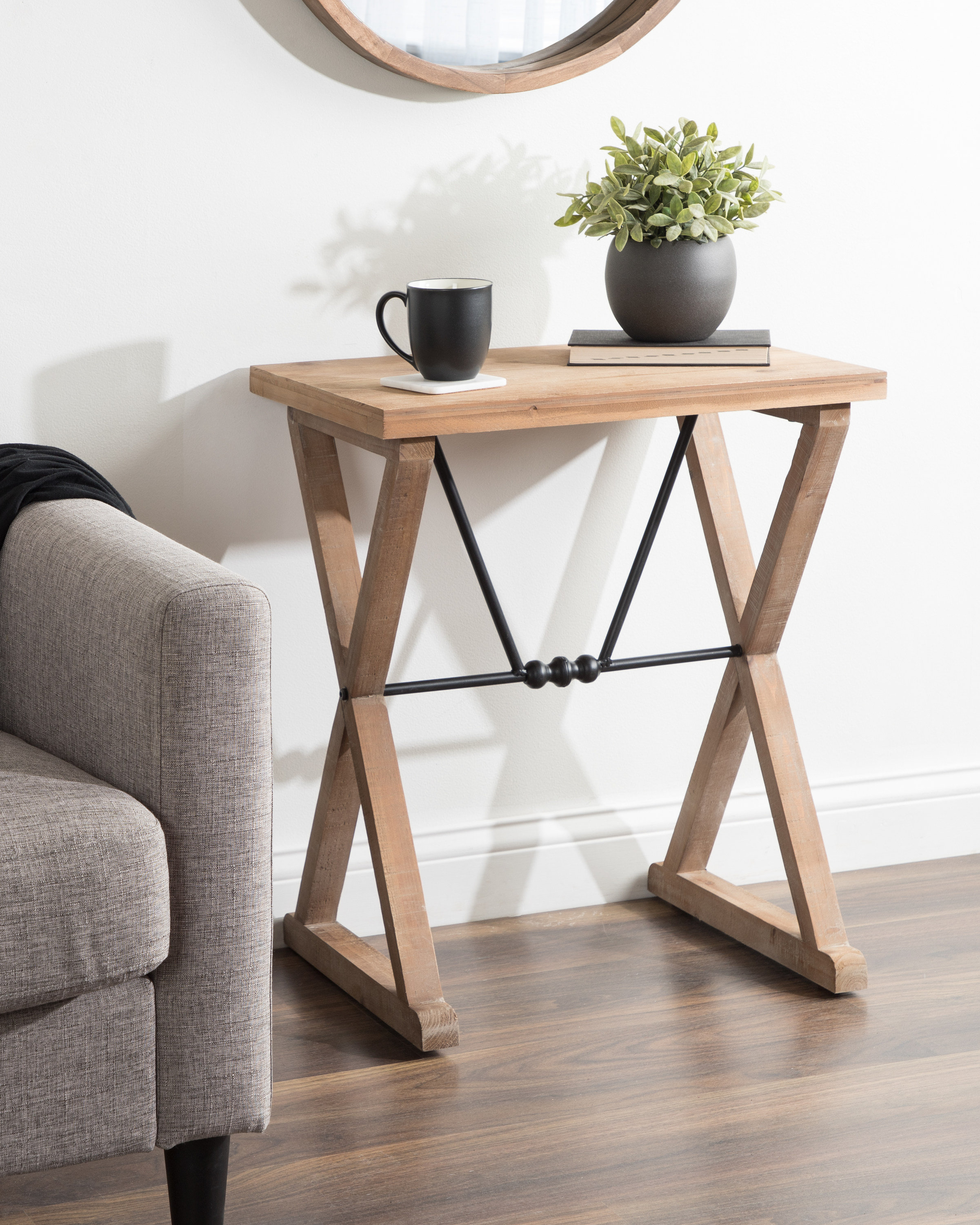 Gracie Oaks Adilet 26'' Tall Solid Wood Trestle End Table | Wayfair