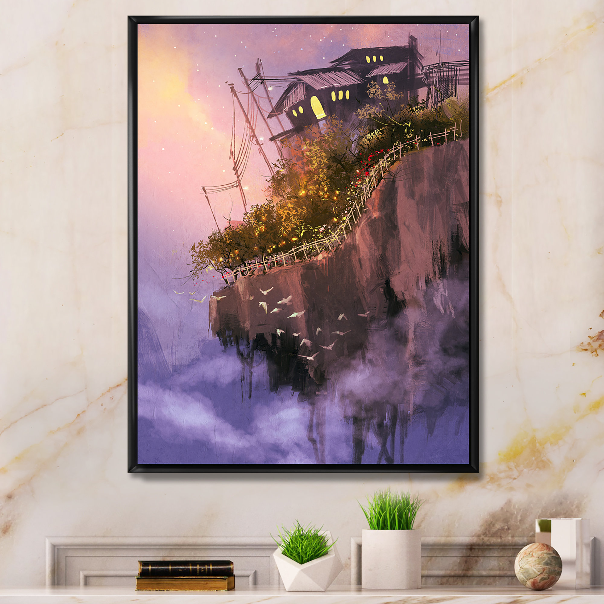 DesignArt Video Game Scenery Of Floating Islands - Print on Canvas ...