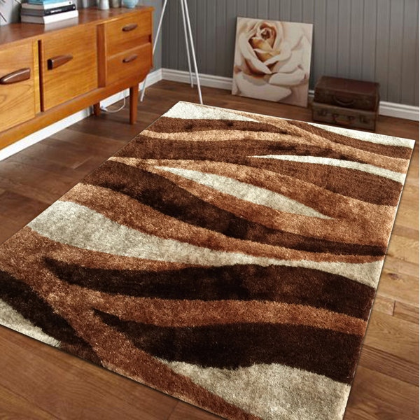 Orren Ellis Neligh Handmade Tufted Performance Brown/Beige Rug ...