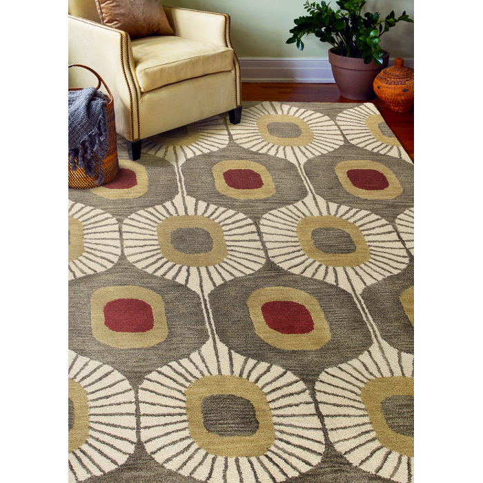 Wade Logan® Hayashi Geometric Handmade Tufted Wool Mocha Area Rug ...