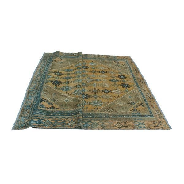 Union Rustic Boleslao Hand-Knotted Green/Yellow Rug | Wayfair