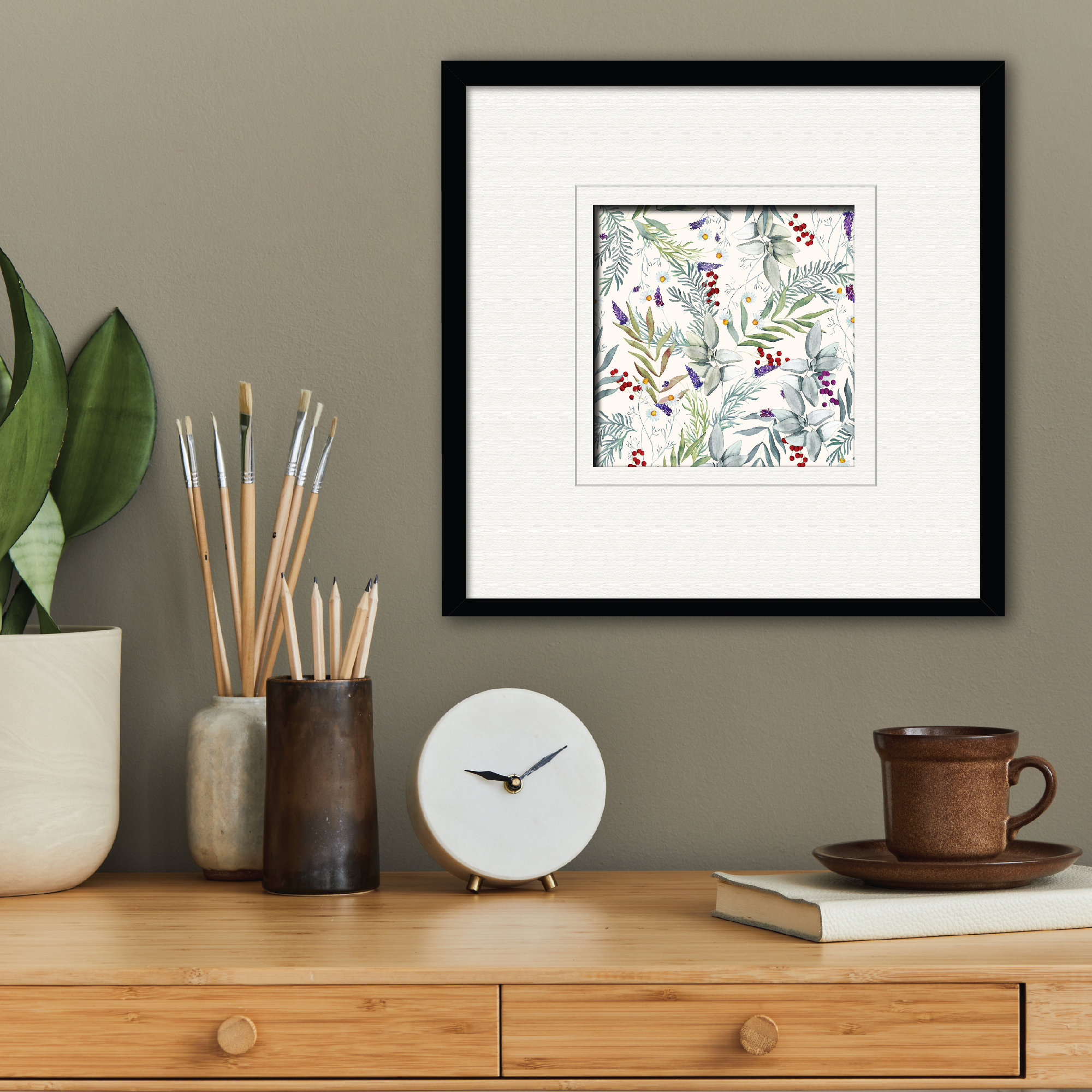 Red Barrel Studio® Blue & White Leavers White - Graphic Art on | Wayfair