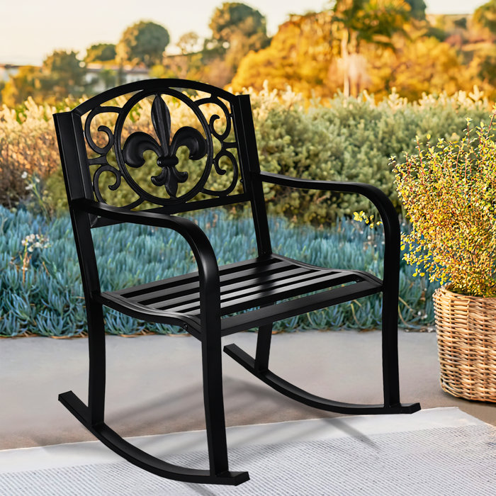 Bloomsbury Market Outdoor Akshara Rocking Metal Chair & Reviews | Wayfair