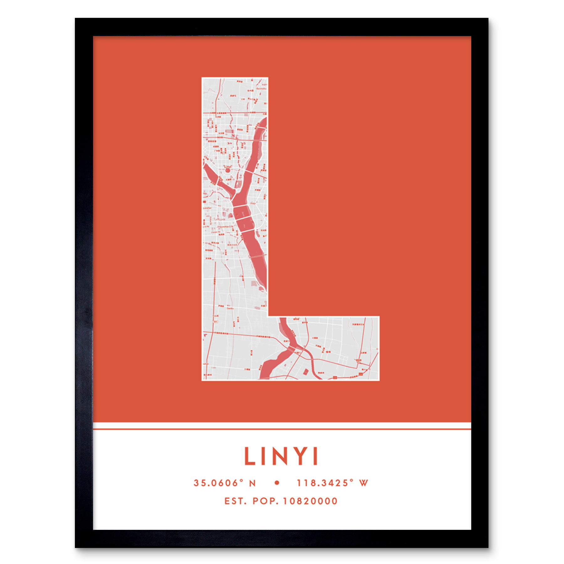 Wee Blue Coo Linyi City Map Linyi Orange by Wee Blue Coo - Picture ...