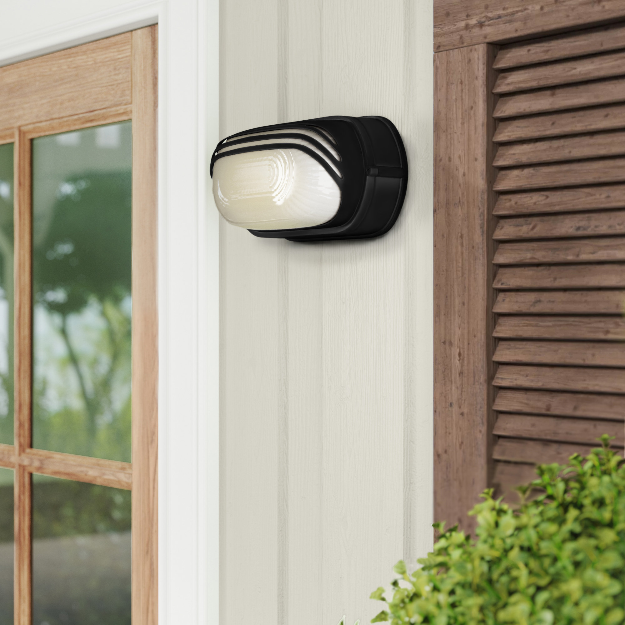 Winston Porter Eby Glass Outdoor Bulkhead Light & Reviews | Wayfair