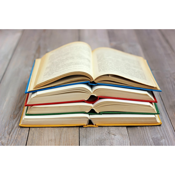 Ebern Designs Stack Of Books by - Wrapped Canvas Print | Wayfair