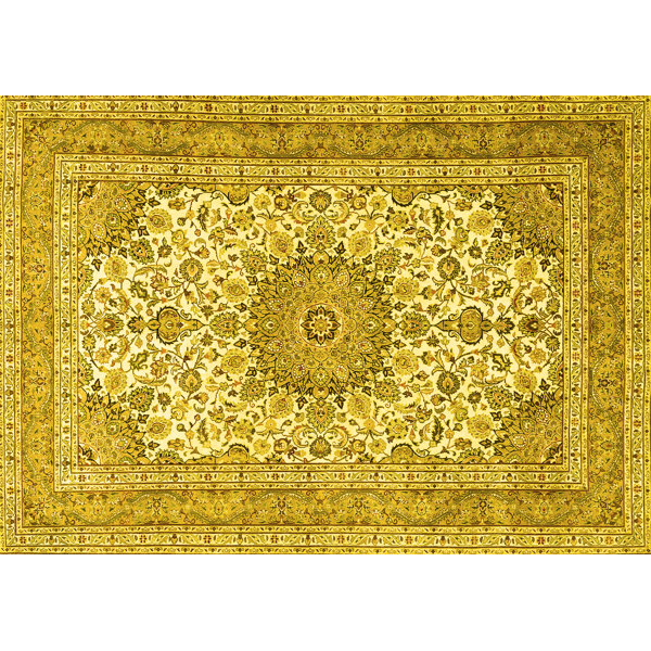 Rug Tycoon Oriental Machine Made Rectangle 3' x 5' Area Rug in Yellow ...