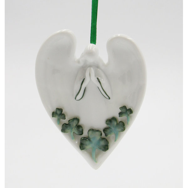 The Holiday Aisle® Shamrock Angel Hanging Figurine Ornament | Wayfair
