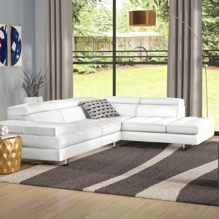 Wade Logan® Hugo 2 - Piece Leather Sectional & Reviews | Wayfair