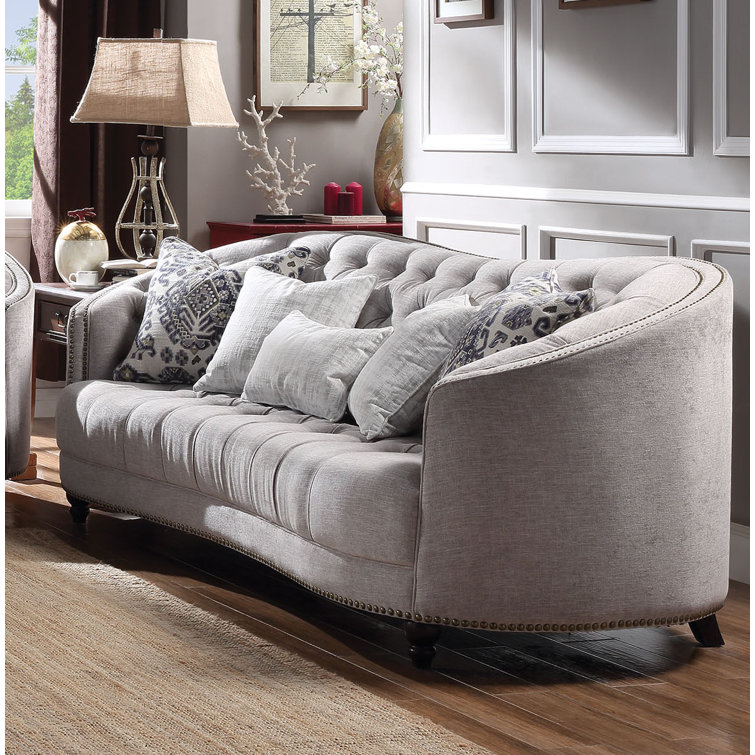Lark Manor Manito 96'' Linen Recessed Arm Sofa | Wayfair.ca