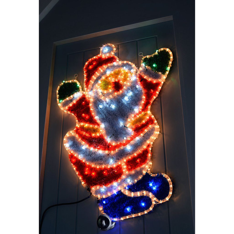 The Seasonal Aisle Santa LED Rope Light and Tinsel Lighted Display ...