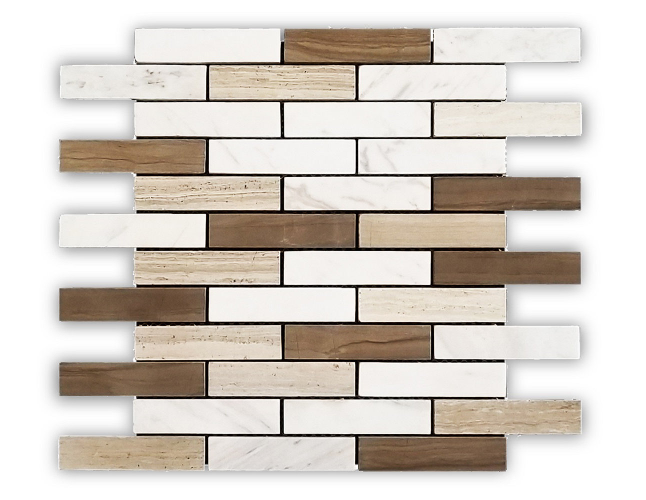 Mango Tile Miami 12" x 12" Marble Brick Joint Mosaic Wall & Floor Tile ...