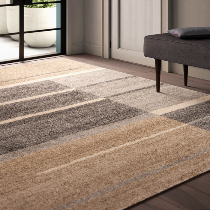 Wrought Studio Akinola Power Loom Performance Gray/Taupe Rug & Reviews ...